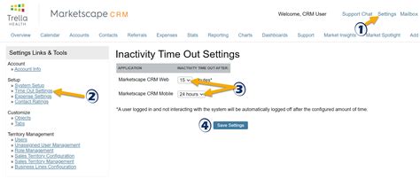 Adjusting Time Out Settings For Web And Mobile Marketscape CRM