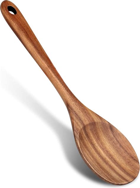 Renawe 14 Inch Large Teak Wooden Cooking Spoon Long Handle Non Stick
