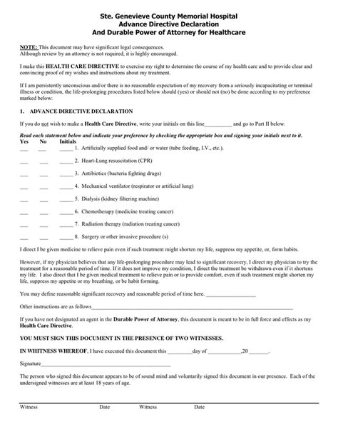 Advance Directive Form Download Free Documents For Pdf Word And Excel