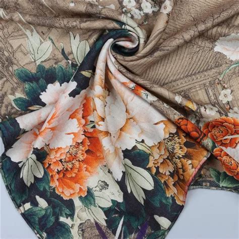 Custom Digital Printed 70 Wool 30 Silk Scarf Silk Wool Scarf And