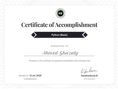 🚨 Big Update 5 Star Python Hackerrank Certification Achieved Ahmed Ghazaly Posted On The