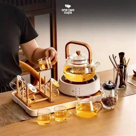 Jual One Two Cups Teko Teh Kaca Saringan Tahan Panas Percantik