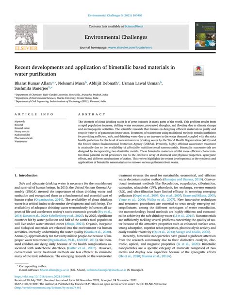 Pdf Recent Developments And Application Of Bimetallic Based Materials