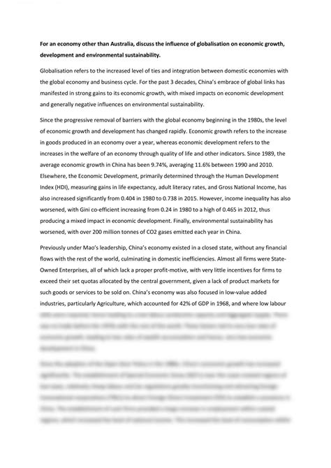 Globalisation Impacts Economics Year 12 Hsc Thinkswap