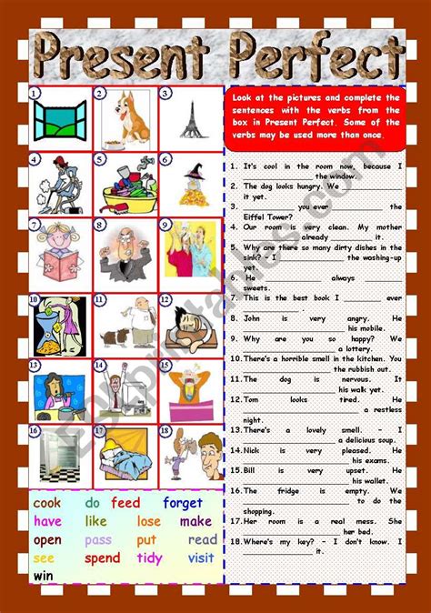 Using The Present Perfect Worksheet Free Esl Printable