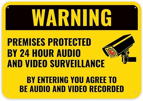 12 X 8 Inches Metal Tin Sign Warning Video And Audio Surveillance