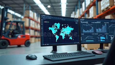 warehouse management software interface displays global data modern