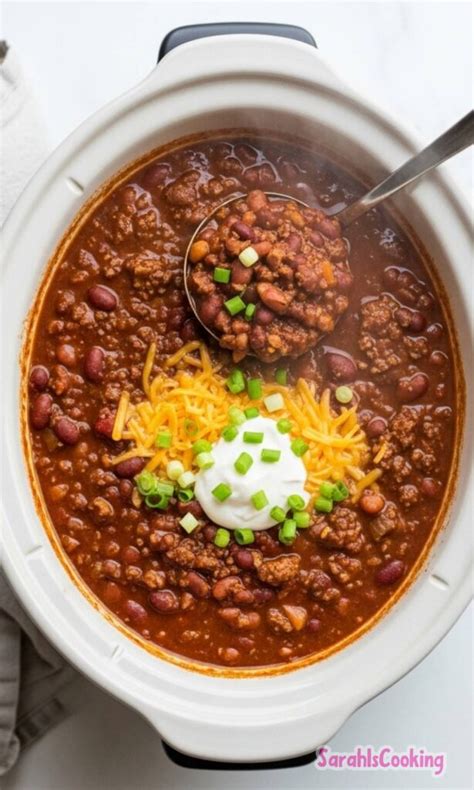 Slow Cooker Chili Recipe Sarah Is Cooking