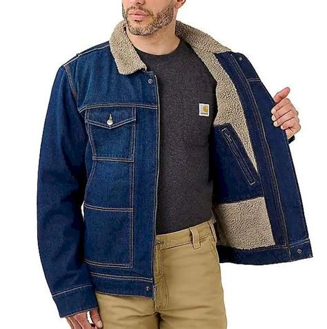 Carhartt Relaxed Fit Denim Sherpa Lined Jacket 105478 Beech €12500