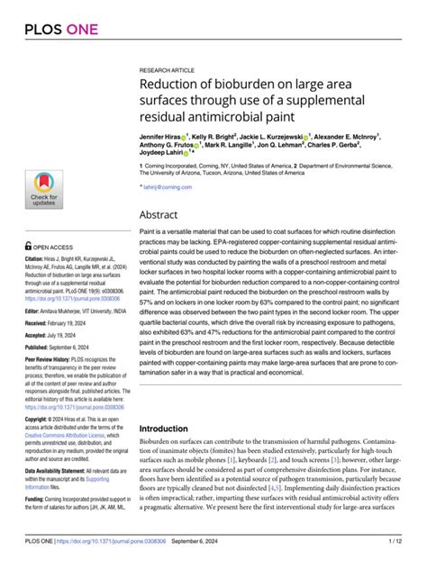 Reduction Of Bioburden On Large Area Surfaces Thro Pdf