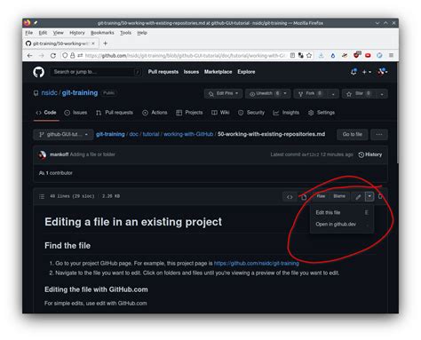 12 Editing A File In An Existing Project — Nsidc Git Training V010 Documentation