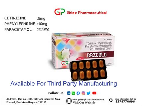 Cetirizine Phenylephrine Paracetamol Tablets 10 Mg At ₹ 1400box In