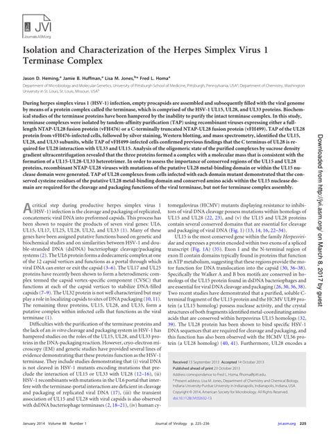 Pdf Isolation And Characterization Of The Herpes Simplex Virus 1 Terminase Complex