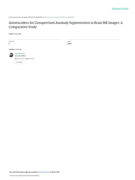 autoencoders for unsupervised anomaly segmentation pdf