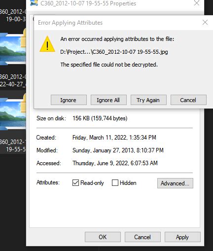 Unable To Access Efs Encrypted Folder Even Though Current User Has Certificate And Key