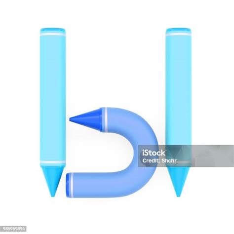 컬러 왁 스 크레용 조립 같은 흰색 배경 3d에 키릴 알파벳의 대문자 Ы 글꼴 이미지 렌더링 0명에 대한 스톡 사진 및 기타 이미지 Istock