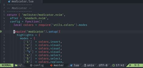 new cursor line number mode indicator plugin modicator nvim r neovim