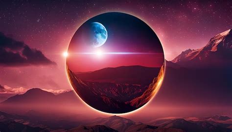 Lunar Eclipse With Holographic Effect Premium Ai Generated Image