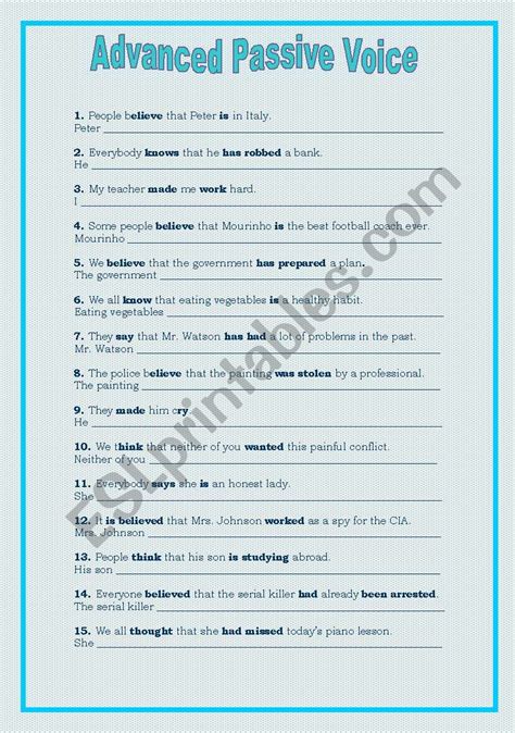 Advanced Passive Voice Esl Worksheet By Lidinhaquerida