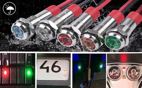 Jaizaiwj 6pcs Green Led Indicator Light 12 24v Dc Waterproof 8mm（5 16 Turn Signal
