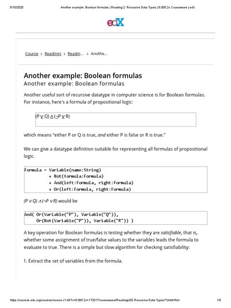 Boolean Formulas In Recursive Data Types Pdf Boolean Data Type