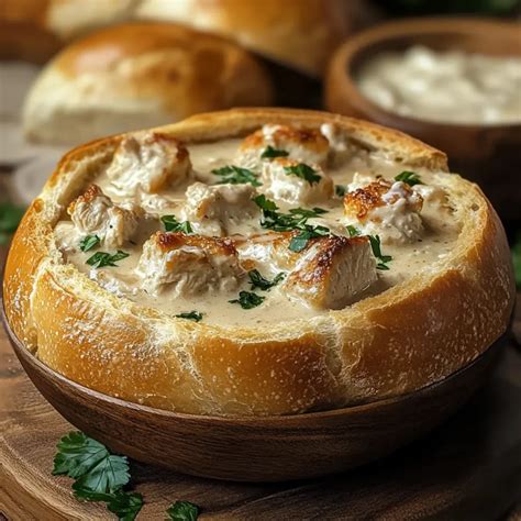 Delicious Chicken Alfredo Bread Bowls For Dinner
