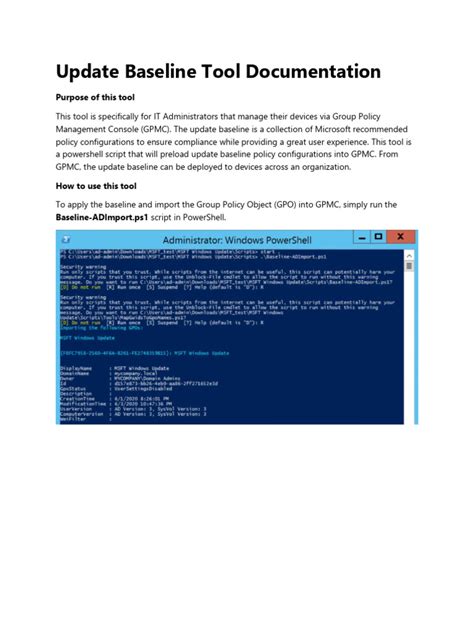 Update Baseline Tool Documentation Pdf
