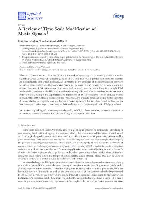 pdf a review of time scale modification of music signals