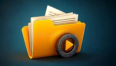 A 3d Cartoon Shows An Open Folder With Documents And A Play Button