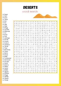 Deserts Word Search Puzzle Worksheet Activity By Little Angel Puzzle