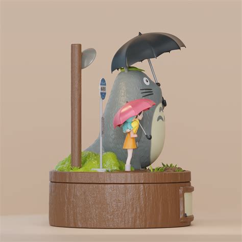 Archivo Stl Escena Del Paraguas De Mi Vecino Totoro・diseño Para