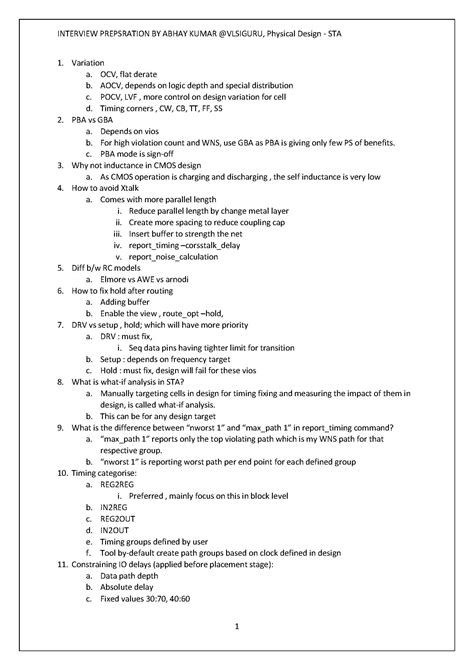 Pd Interview Preparation Questions Vlsi Guru