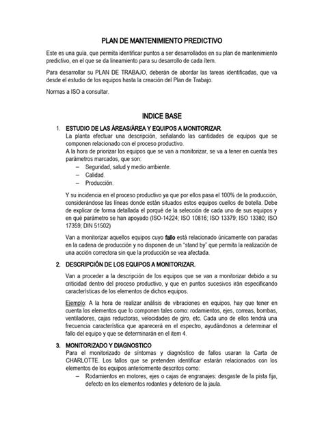 Indice Del Plan Del Mantenimiento Predictivo | PDF | Engranaje | Acelerómetro