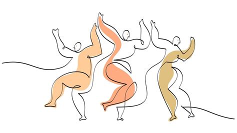 One Single Line Drawing Of Three Dancing People Picasso Style 20120672