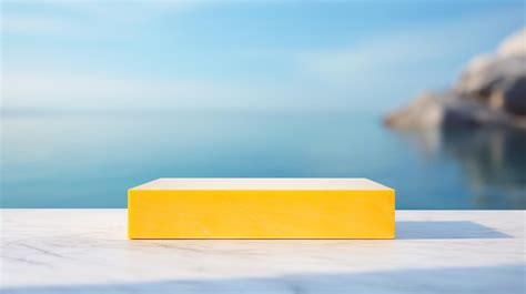 Premium Ai Image A Yellow Rectangular Object On A Marble Surface