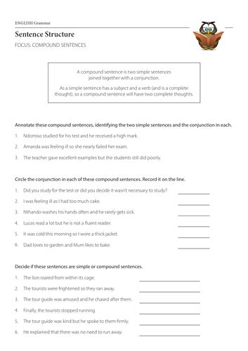 Compound Sentences English Grammar Teaching Resources