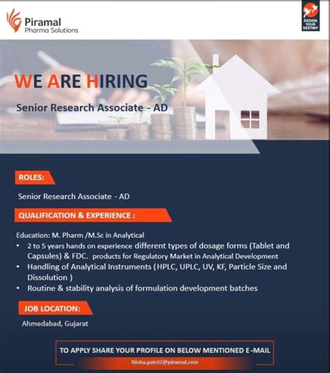 Piramal Pharma Is Hiring Senior Research Associate Ad Ahmedabad