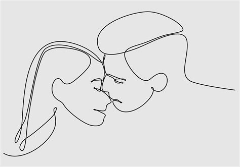 Continuous Line Of Men And Women Kissing Vector Illustration 9579279 Vector Art At Vecteezy