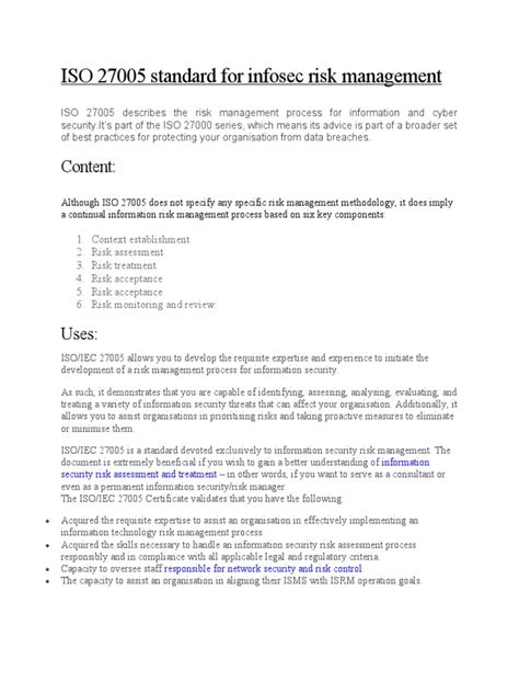 Iso 27005 Standard For Infosec Risk Management Pdf