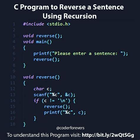 C Program To Reverse A Sentence Using Recursion