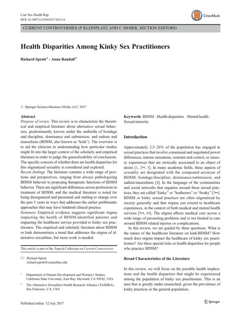 Health Disparities Among Kinky Sex Pract Pdf Bdsm Sadomasochism