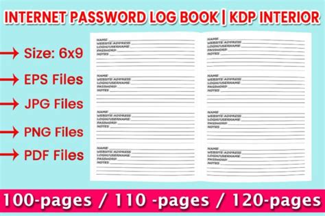 Internet Password Log Book Kdp Graphic By Kdp King · Creative Fabrica