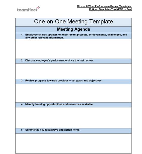 One On One Meeting Sample Template Template Samples