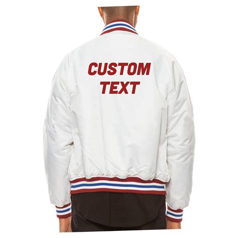 Custom Unisex White Varsity Button Up Jacket Personalized Business