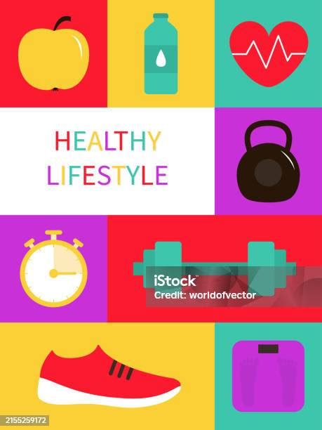 건강한 라이프 스타일 포스터 카드 인쇄 60 년대 70 년대 히피 스타일로 설정된 그루비 복고풍 아이콘 사과 물병 케틀벨 웨이트