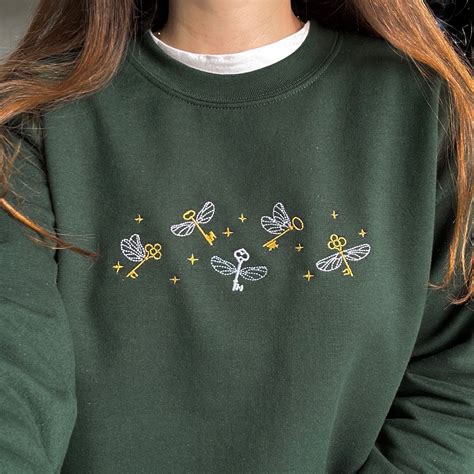 Embroidered Sweatshirt Flying Keys Custom Embroidered Shirt Book Sweatshirt Bookish