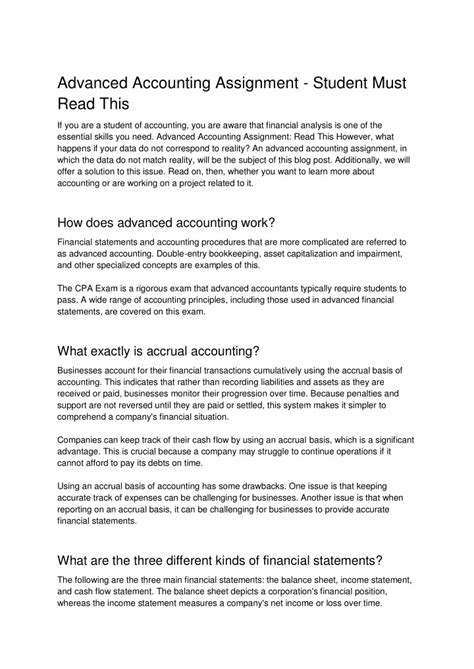 Ppt Advanced Accounting Assignment Student Must Read This