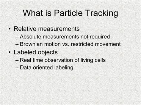 Single Particle Tracking Ppt Photography Arts And Crafts