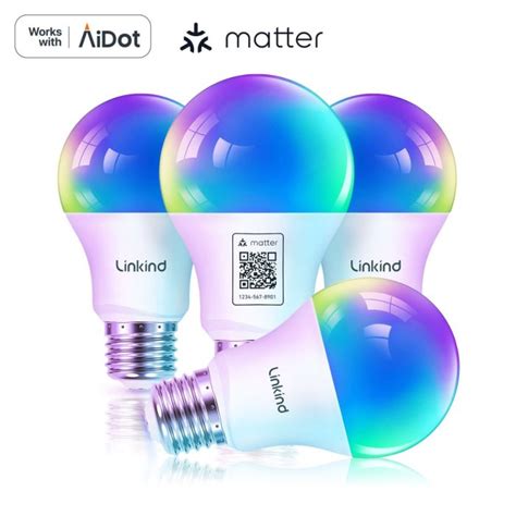Aidot Linkind Matter Version A19 Smart Wifi Rgbw Light Bulb 4 Packs