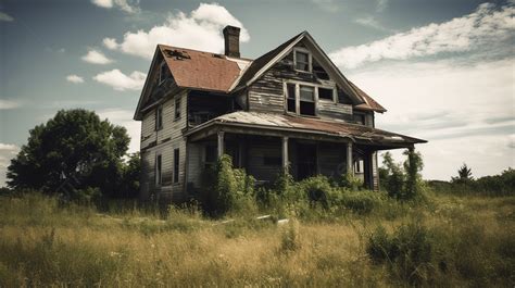 An Old Abandoned House Sits In An Open Field Background Abandoned